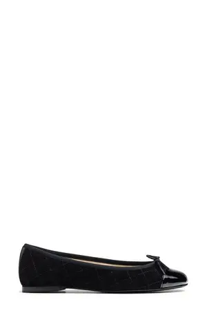 JON JOSEF Belle Quilted Ballerina Flat - Black Suede