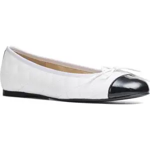 JON JOSEF Belle Quilted Ballerina Flat - White/black Combo
