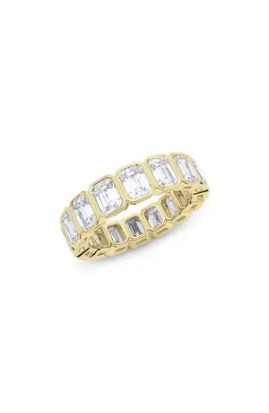 HAUTECARAT HauteCarat Emerald Bezel Lab Created Diamond Eternity Ring 18k Yellow Gold