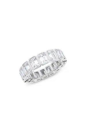 HAUTECARAT Emerald Bezel Lab Created Diamond Eternity Ring - 2.73 Ctw White Gold