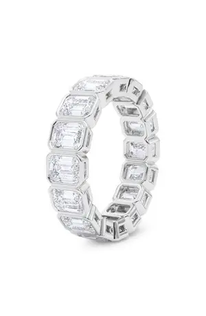 HAUTECARAT Emerald Bezel Lab Created Diamond Eternity Ring - 2.73 Ctw White Gold