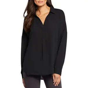 NYDJ Becky Recycled Polyester Georgette Blouse - Black