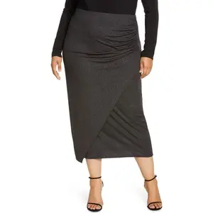 OPEN EDIT Draped Sparkle Midi Skirt