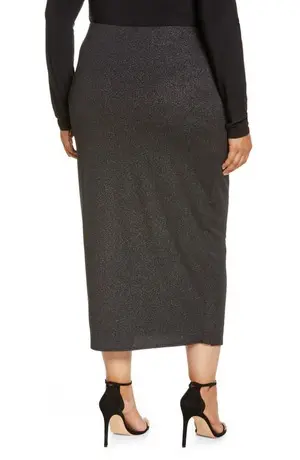 OPEN EDIT Draped Sparkle Midi Skirt