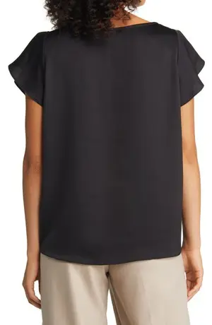Nordstrom Ruffle Sleeve Blend Satin Top