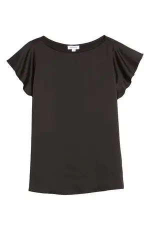 Nordstrom Ruffle Sleeve Blend Satin Top