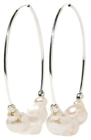 CHILD OF WILD Tefnut Freshwater Pearl Hoop Earrings - Silver