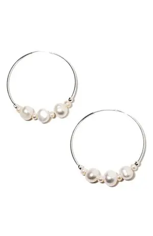CHILD OF WILD Tefnut Freshwater Pearl Hoop Earrings - Silver