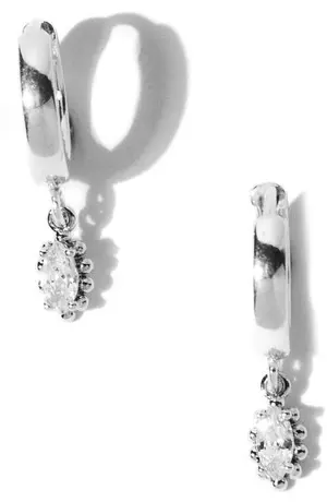 CHILD OF WILD Sophia Drop Huggie Hoop Earrings - Silver