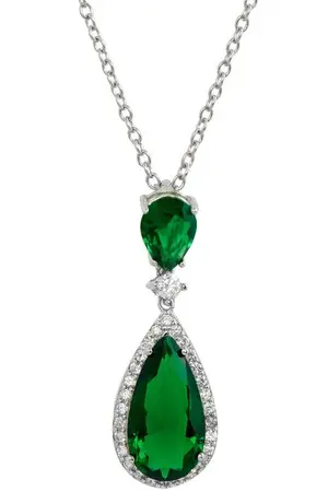 SAVVY CIE JEWELS Cubic Zirconia Pendant Necklace - Green
