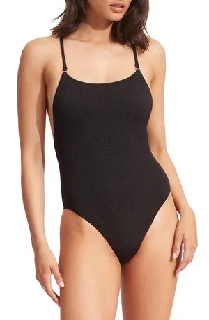 Seafolly Sea Dive Scoop Neck One-piece Swimsuit - Black