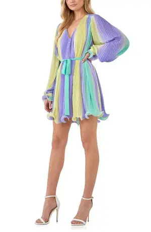 Endless Rose Stripe Pleated Mini Dress