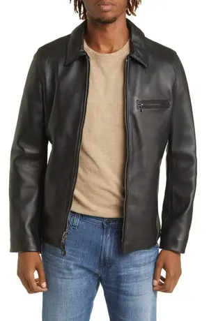 SCHOTT Waxy Leather Delivery Jacket - Black