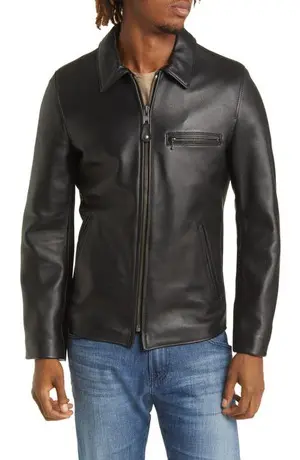 SCHOTT Waxy Leather Delivery Jacket - Black