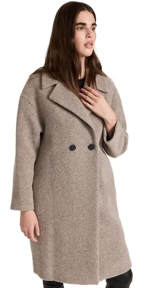 Harris Wharf London Dropped Shoulder Boucle Coat - Taupe