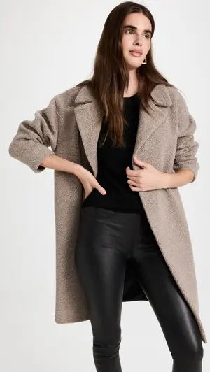 Harris Wharf London Dropped Shoulder Boucle Coat - Taupe