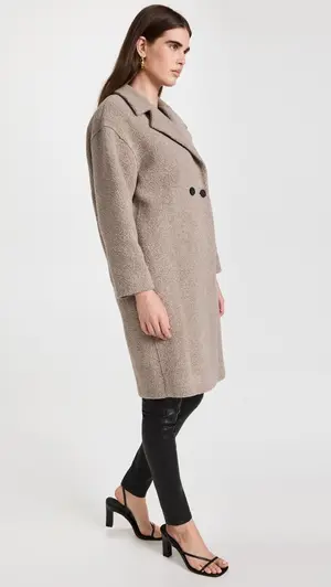 Harris Wharf London Dropped Shoulder Boucle Coat - Taupe
