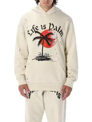 Palm Angels Sunset Palm Hoodie Bianco