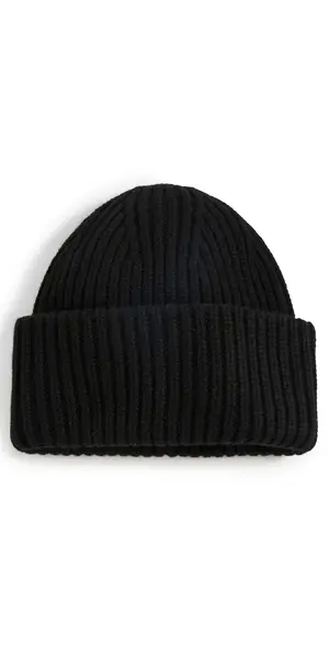 Carolina Amato Ribbed Beanie Black