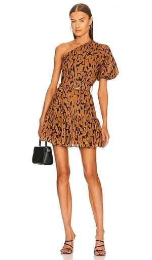 KARINA GRIMALDI Antonella Print Mini Dress In Brown