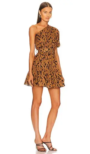 KARINA GRIMALDI Antonella Print Mini Dress In Brown