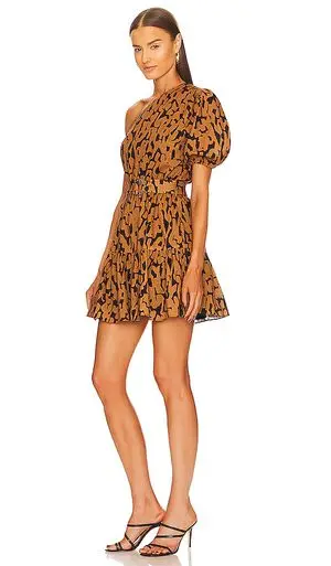 KARINA GRIMALDI Antonella Print Mini Dress In Brown
