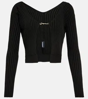 Jacquemus La Maille Pralù Longue Logo Cardigan - Black