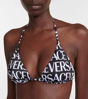 Versace Logo Bikini Top - Black