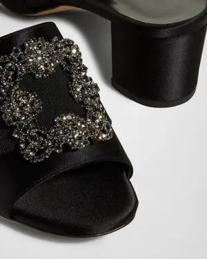 Manolo Blahnik Marta Crystal Buckle Sandals - Black
