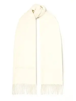 Bottega Veneta White Fringed Embossed Cashmere Scarf