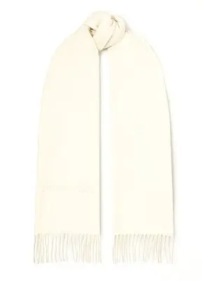 Bottega Veneta White Fringed Embossed Cashmere Scarf