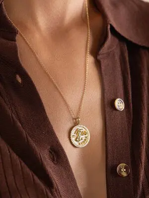 ANITA KO Zodiac Large 18-karat Gold Diamond Necklace