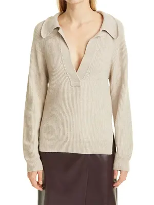Nanushka Bambi Polo Neck Ribbed Sweater