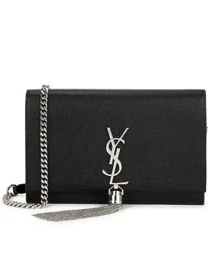 Saint Laurent Kate Black Leather Wallet-on-chain