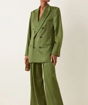 Brandon Maxwell Wool Satin Faille Double-breasted Blazer