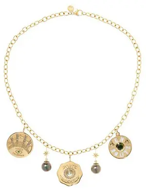 MARLO LAZ Coin 14-karat Gold Multi-stone Necklace