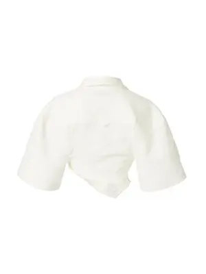 Jacquemus Capri Oversized Twisted Linen Cropped Shirt