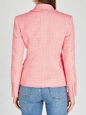 Balmain Pink Double-breasted Tweed Blazer