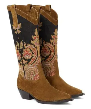 Etro Suede Cowboy Boots