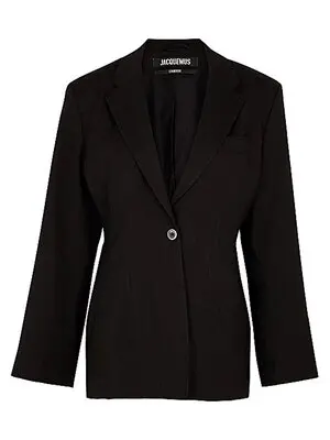 Jacquemus La Veste Vovio Black Woven Blazer