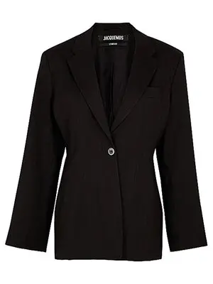 Jacquemus La Veste Vovio Black Woven Blazer
