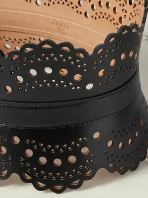 Alaïa Laser-cut Leather Waist Belt - Black