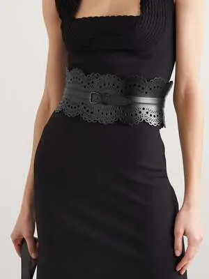 Alaïa Laser-cut Leather Waist Belt - Black
