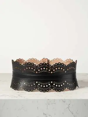 Alaïa Laser-cut Leather Waist Belt - Black