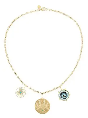 MARLO LAZ Coin 14-karat Gold Multi-stone Necklace