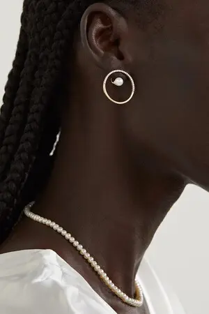 Mateo 14-karat Diamond And Pearl Earrings