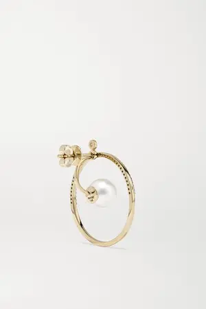 Mateo 14-karat Diamond And Pearl Earrings