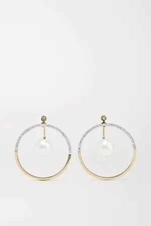 Mateo 14-karat Diamond And Pearl Earrings