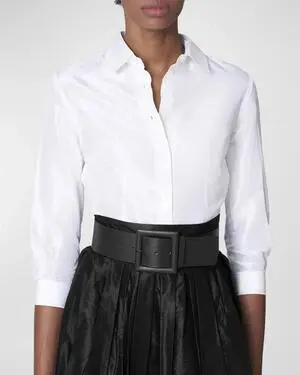 Carolina Herrera Wide Leather Belt - Black