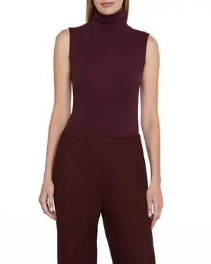 Vince Sleeveless Turtleneck Top Deep Wine